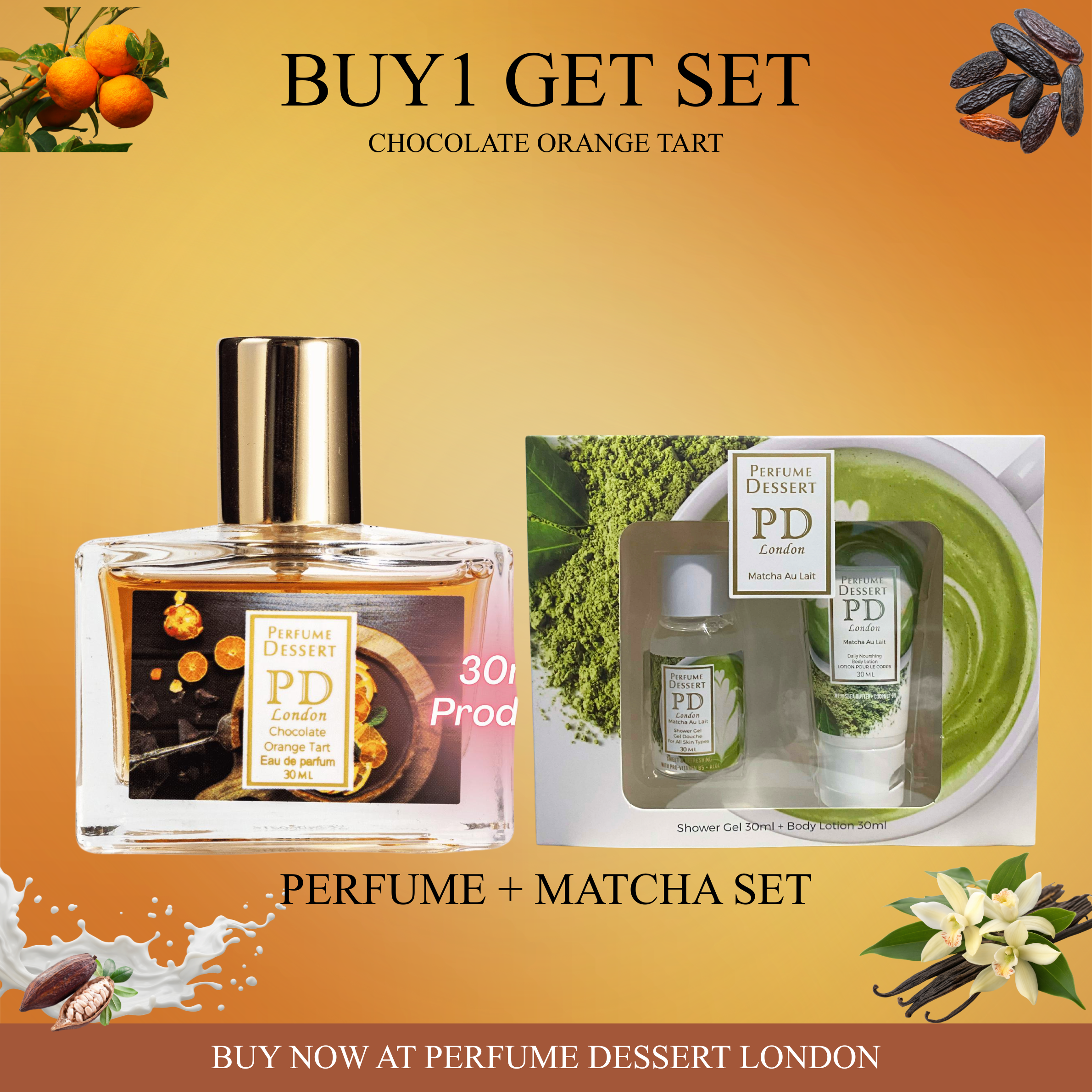 CHOCOLATE ORANGE TART 30ML + MATCHA SET – Perfume Dessert London ...